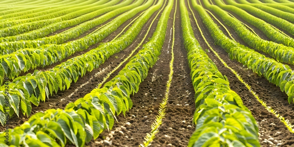 Aerial Perspective of Soybean Field in Various Growth Phases. Concept ...