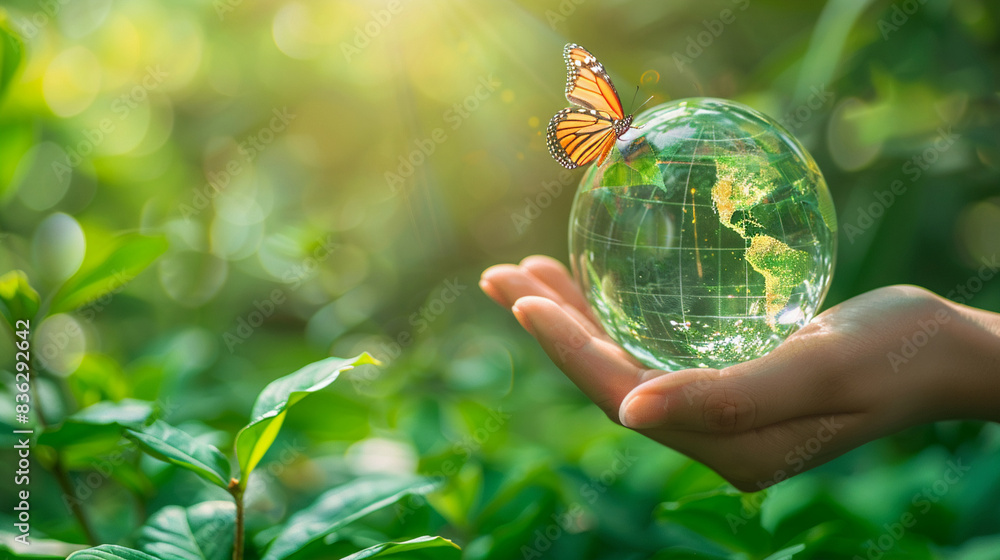 Circular economy and renewable energy concept for ESG featuring a glass ...