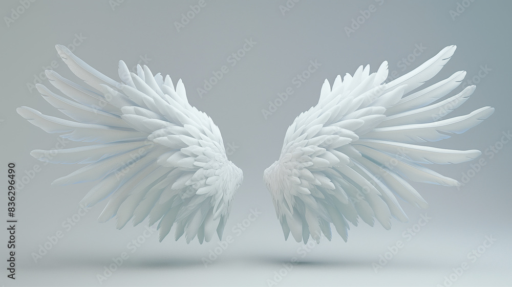 wings background white 3d illustration rendered angel fantasy wing ...