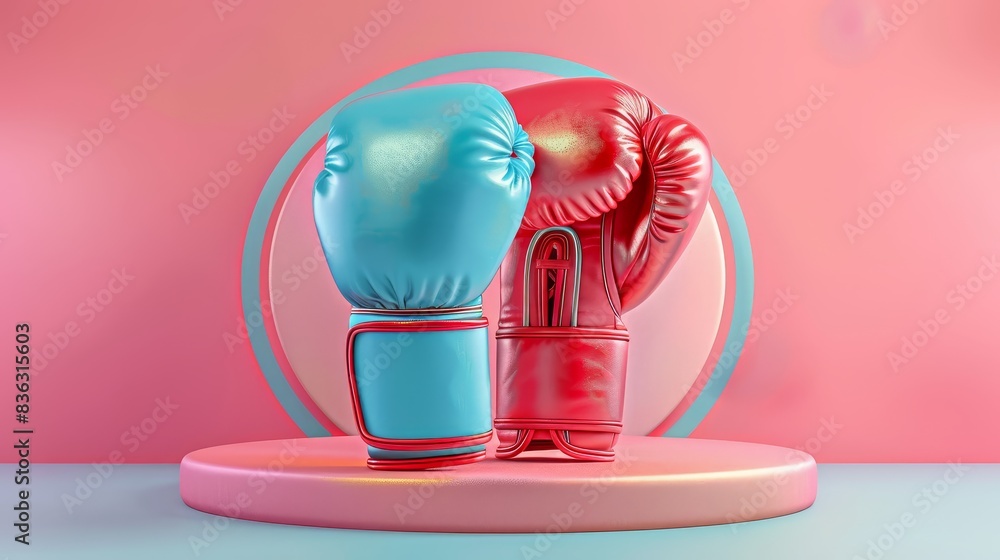 Boxing trading card template flat design front view fighting spirit 3D ...