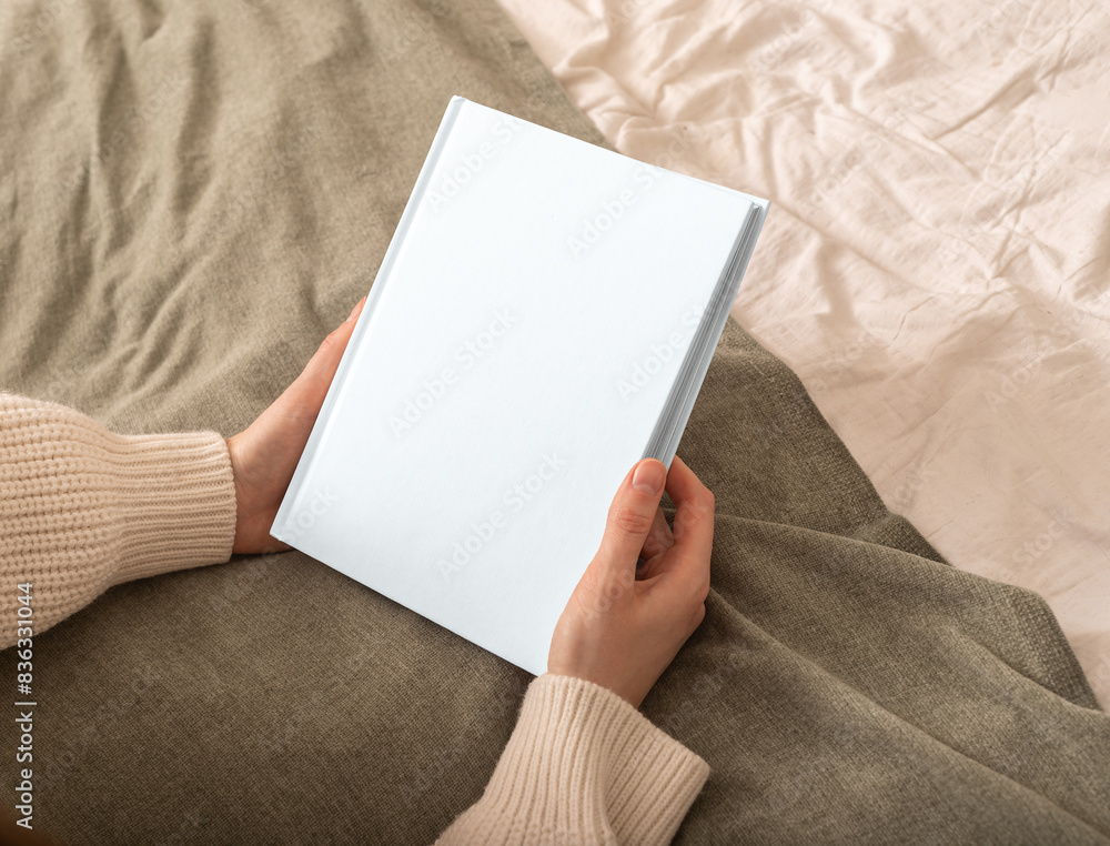 Book mockup with cover. Blank magazine template, white handbook. Mock ...