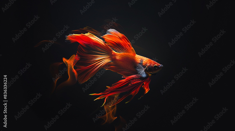 Beautiful colorful fighting fish with long flowing fins and tail ...