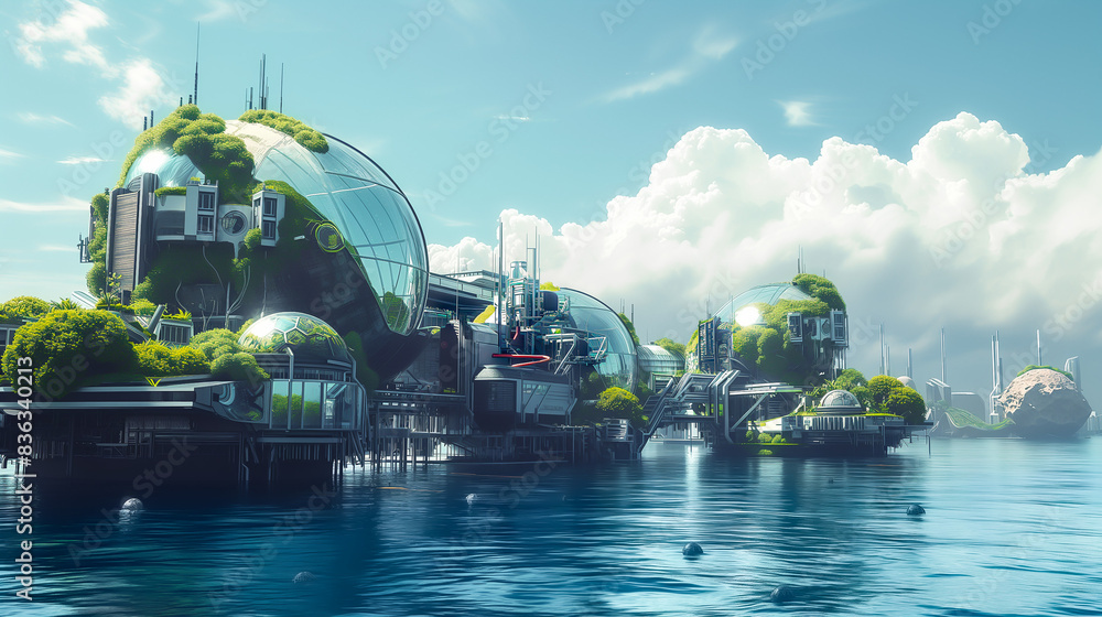 High Tech Green Smart City on Water. Sustainability, Technology, Big ...