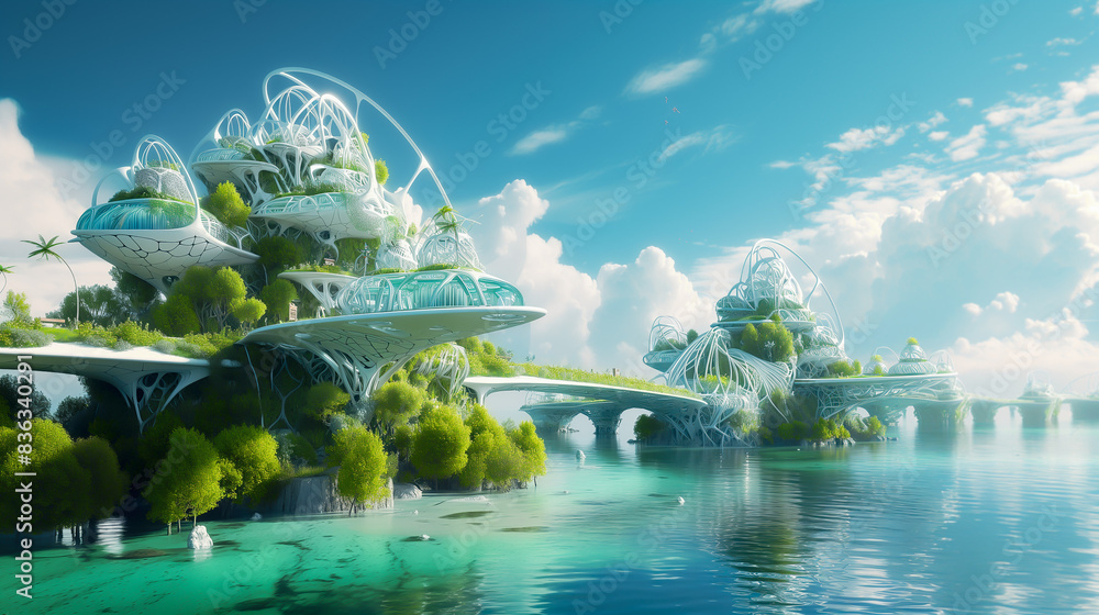 High Tech Green Smart City on Water. Sustainability, Technology, Big ...