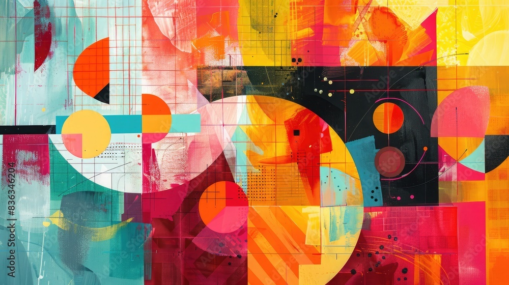 Abstract art with vibrant colors and shapes that resemble financial ...