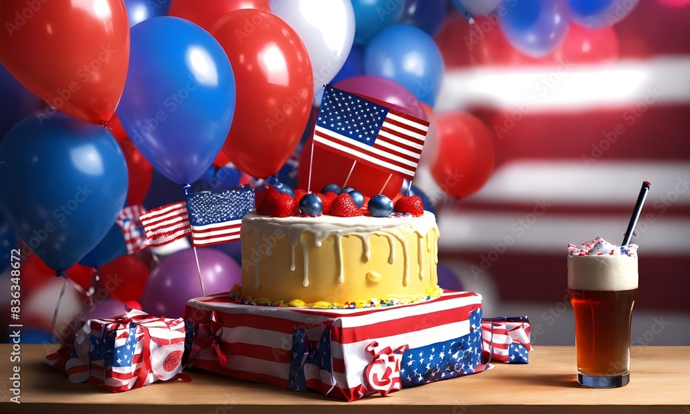 act as a graphic designer and create a poster for a birthday party USA ...