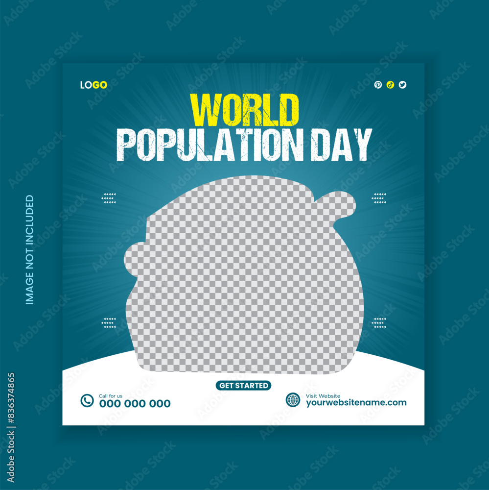 world population day social media post templates, suitable for ...