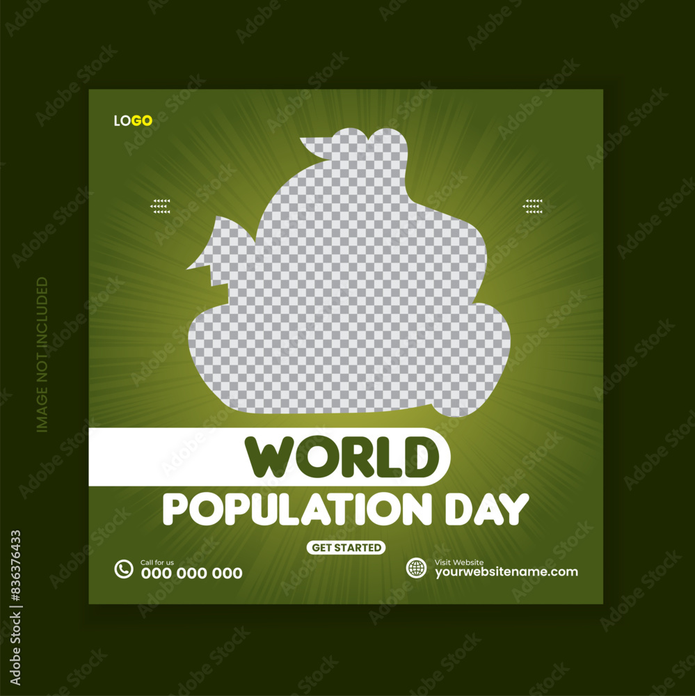 world population day social media post templates, suitable for ...