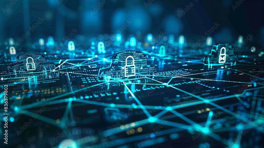 Visual depiction of a cyber security concept showcasing lock and key ...