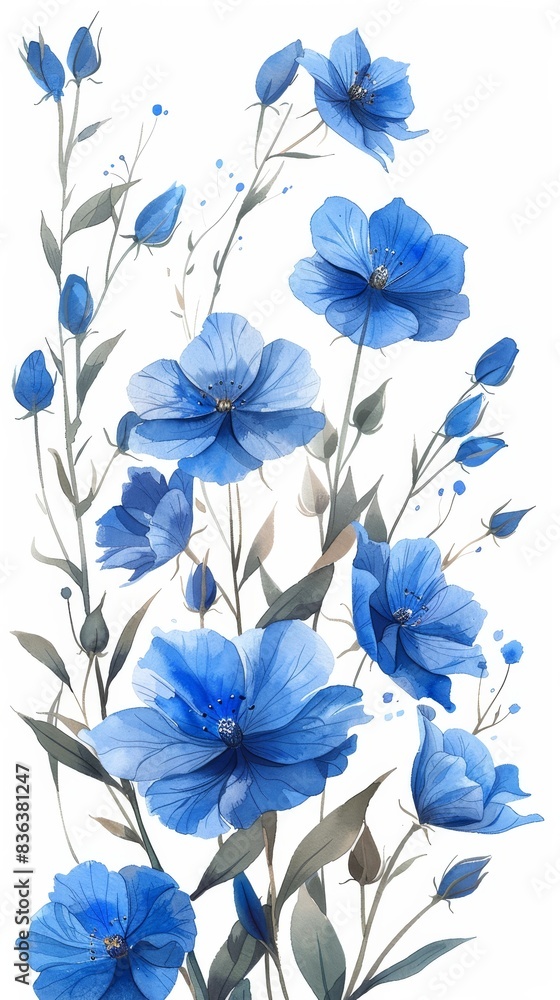 Larkspur watercolor floral border surrounds a delicate watercolor ...