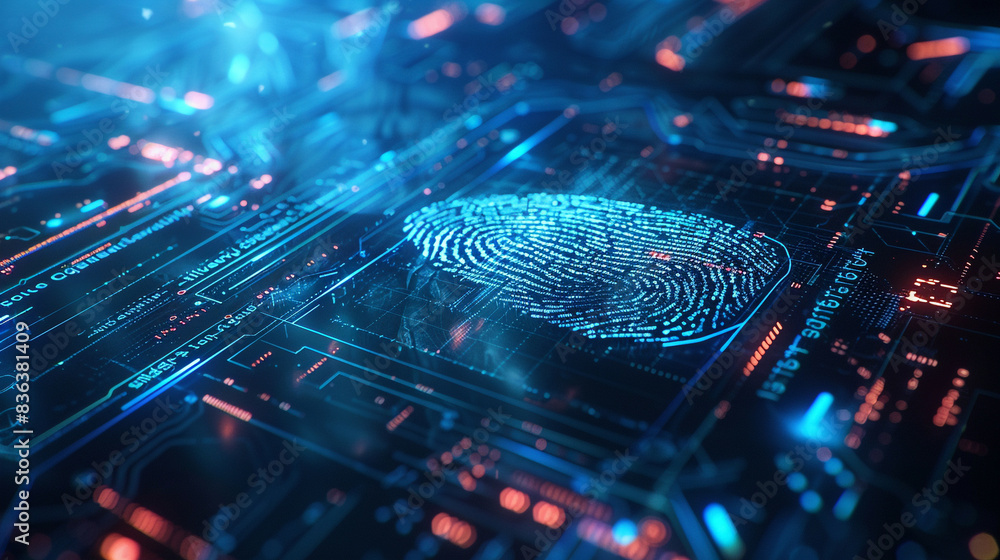 Visual representation of futuristic digital processing of a biometric ...