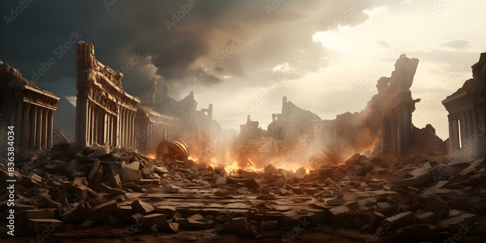 Historic Temple Ravaged by Violence, Resulting in Ruins and Cultural ...