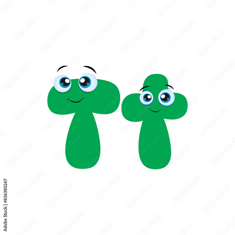 Alphabet Cute Green letter T with eyes. Cute children ABC alphabet ...