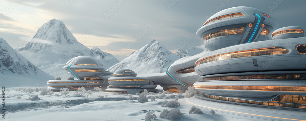 High Tech Snowy Arctic Smart City. Sustainability, Technology, Big Data ...