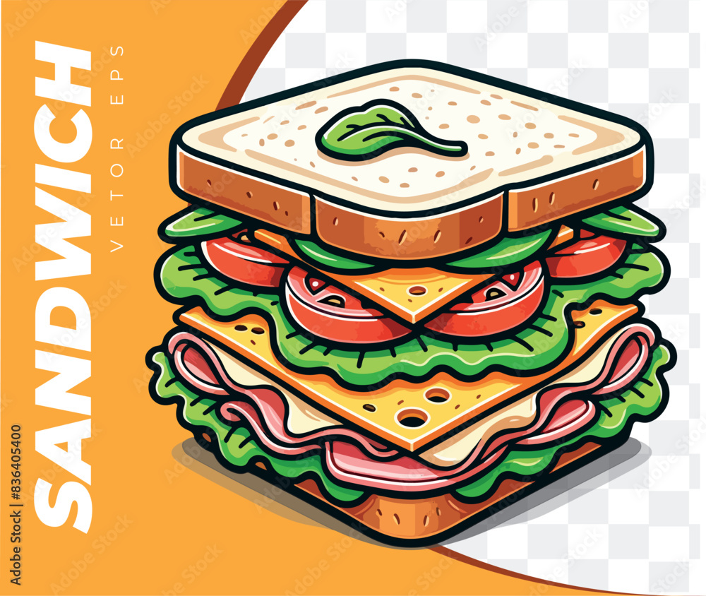 Sandwich illustration, EPS Vector (Made by AI and vectorized in ...
