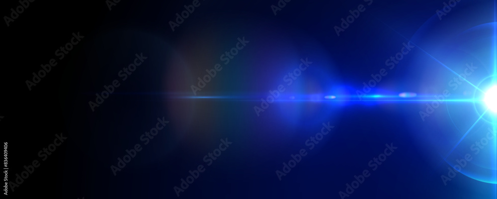 Light effect of blue glowing light. Solar flare. Glow effect ...