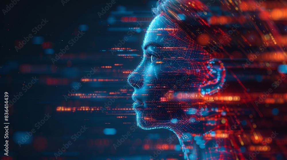 In this image, a cybernetic anthropomorphic woman approaches matrix ...