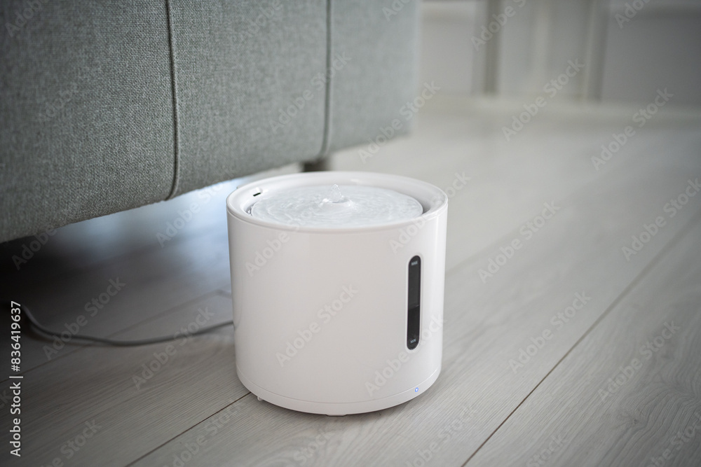 Automatic electric pet water dispenser. Modern smart cat and small dog ...