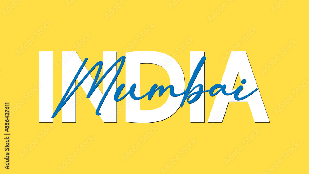 Mumbai in India calligraphy concept vector vector illustration. Mumbai ...