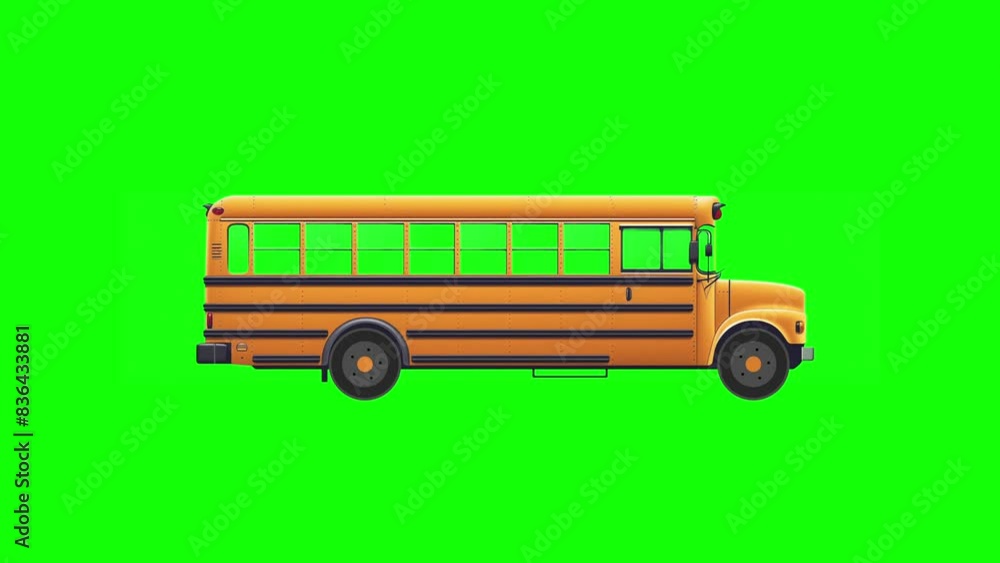 Classic Yellow School Bus animated against Green Background, Seamless ...