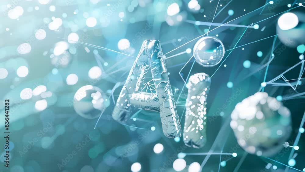 Blue AI text air foil bubbles with digital and futuristic elements ...