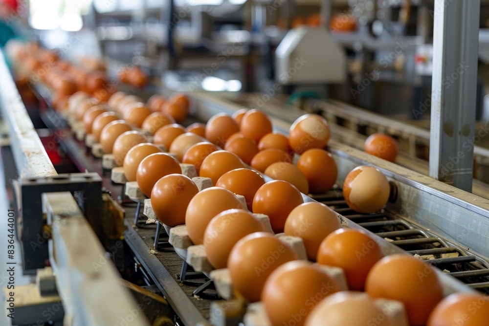 Efficient egg sorting equipment in a busy and productive commercial egg ...