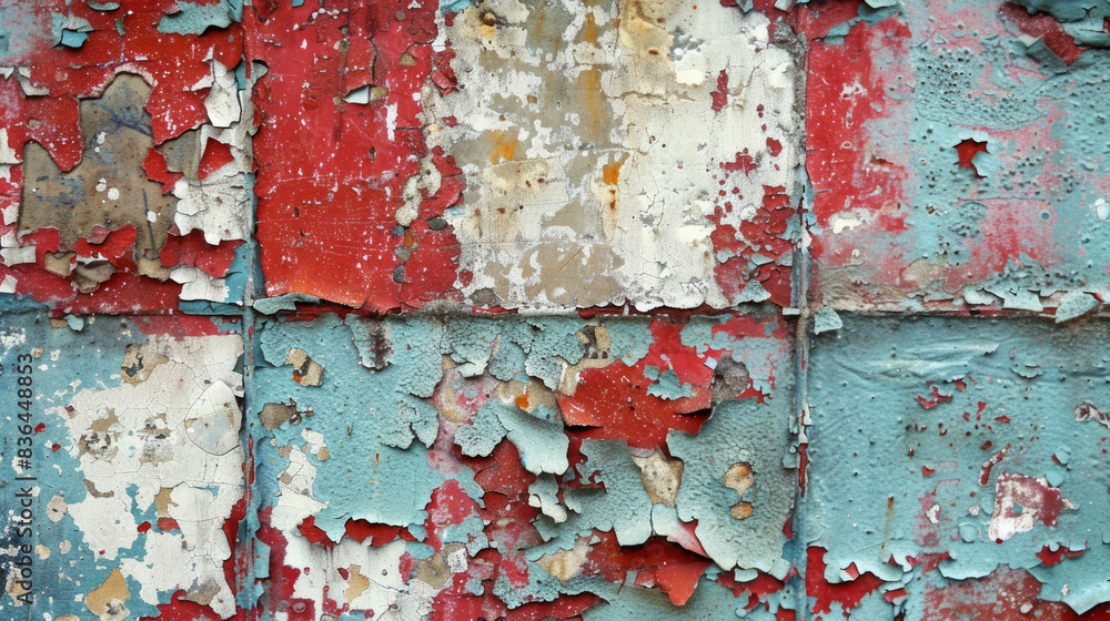 Vintage Distressed Peeling Paint on Metal Surface for Rustic Background ...