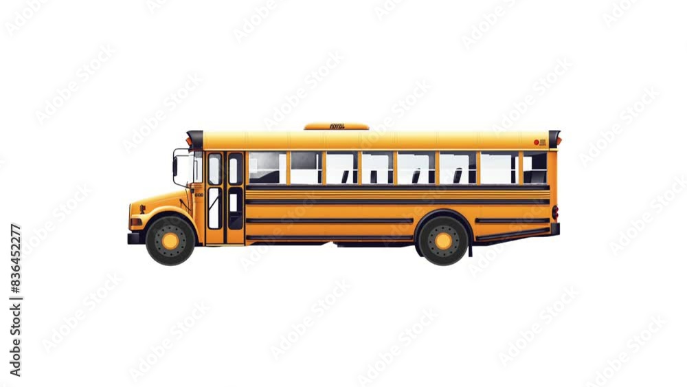 Classic Yellow School Bus animated against a White Background, Seamless ...
