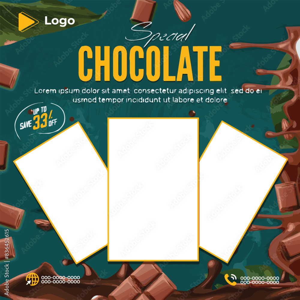 Promotion banner package of milk chocolate with hazelnuts isolated ...