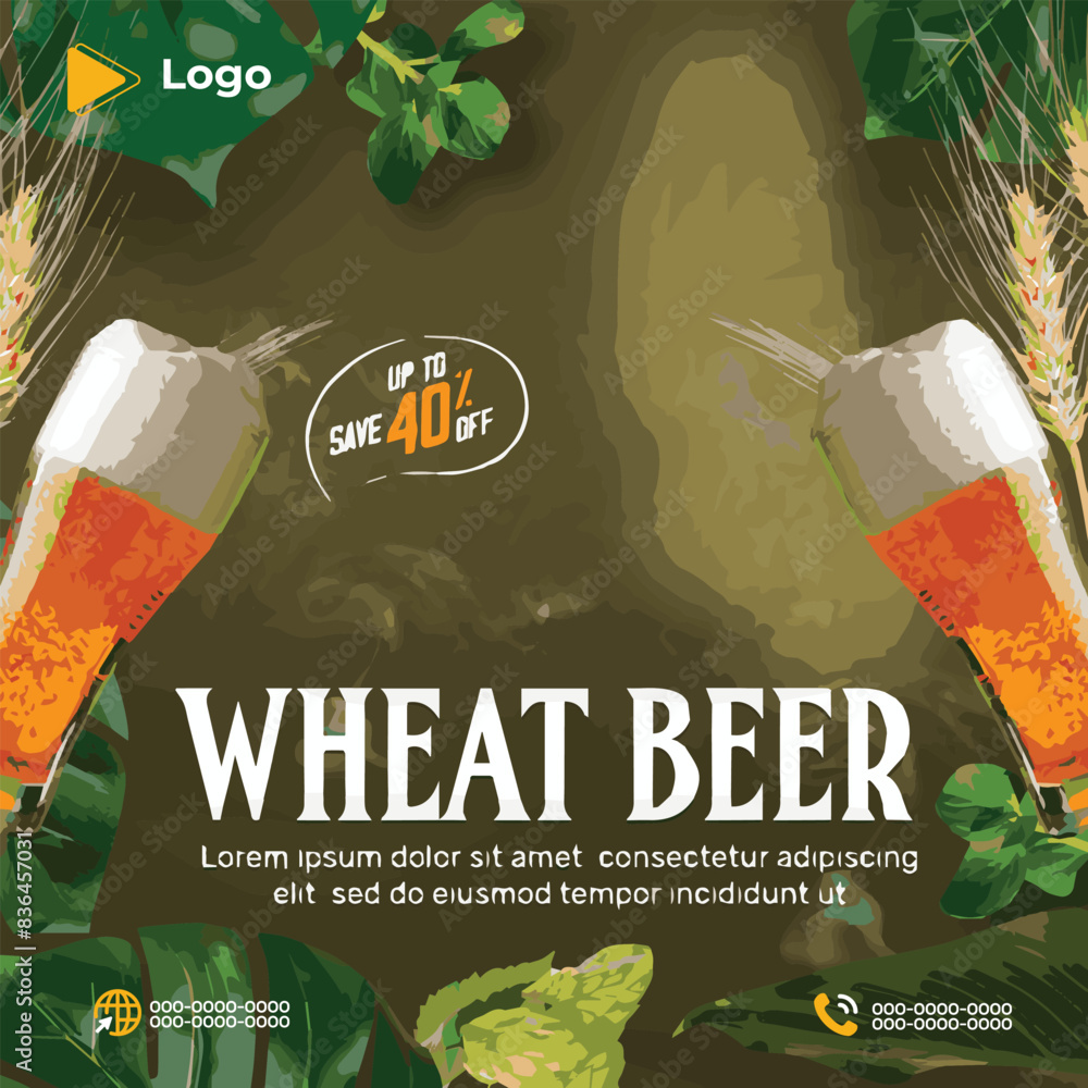 Realistic beer party time with a woman vertical social media banner ...