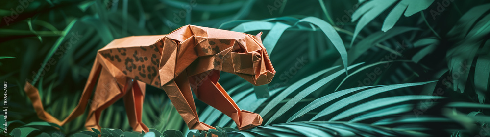 origami panther in the jungle, concept for the conservation of ...