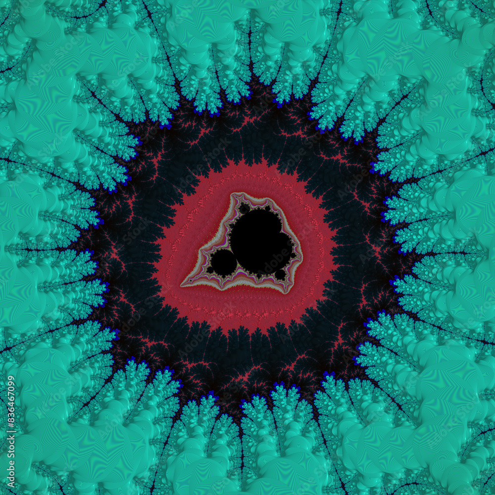 Striking shale-like indentation with central Mandelbrot shape, red ...