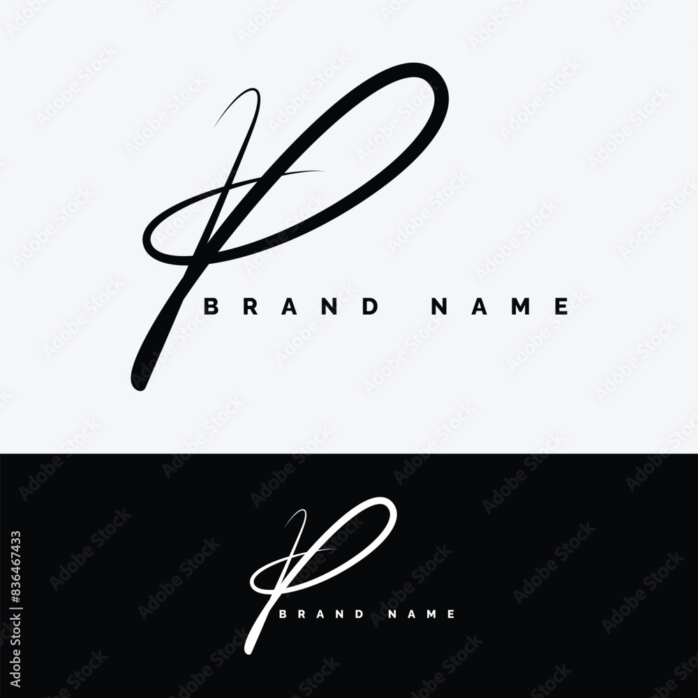 Letter P Signature Logo - Initial Alphabet for P - Handwritten P Logo ...