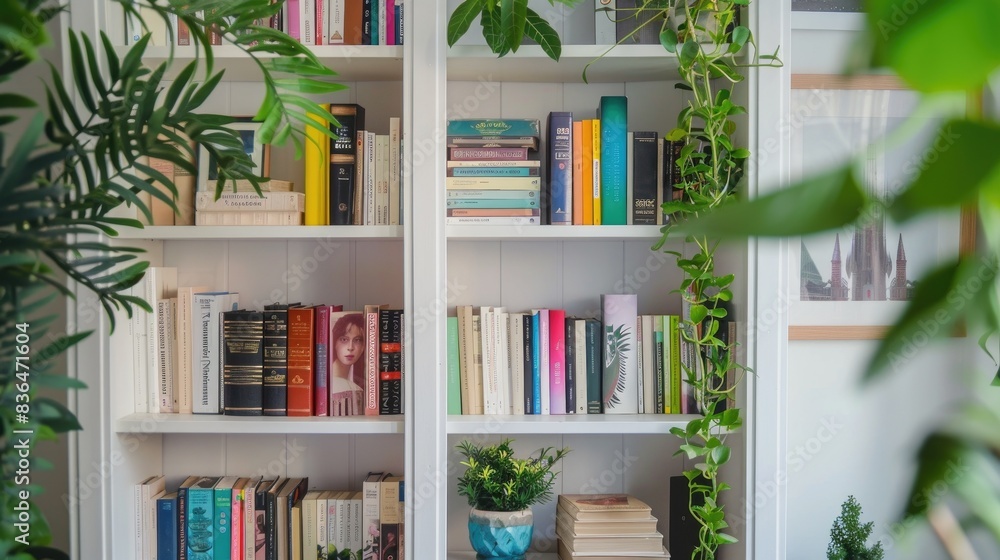 Background image of book shelf in library space filled with books and ...