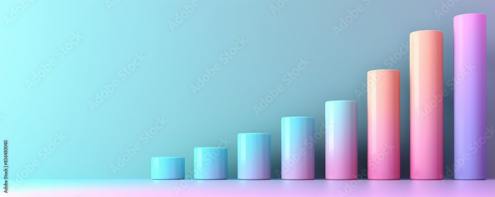 Colorful 3d Bar Chart On A Gradient Background Representing Business Growth Progress And Data