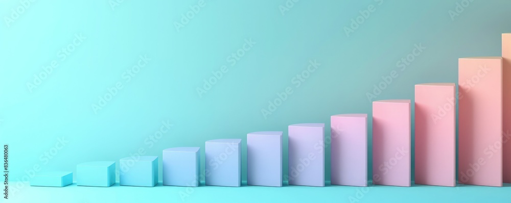 Colorful bar chart indicating growth and progress on a gradient ...