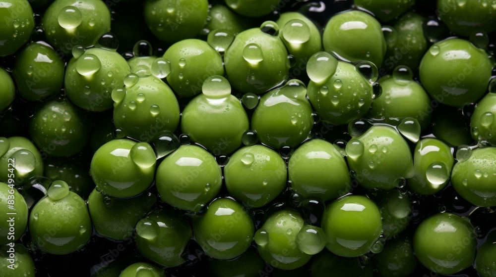 Detailed green pea pod texture with sweet and tender peas, high ...