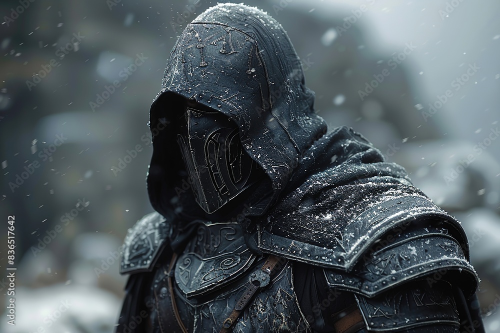 knight of darkness in a forsaken land, full body, enigmatic and ...