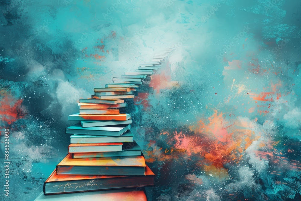 An educational roadmap illustrated by a book transforming into ...