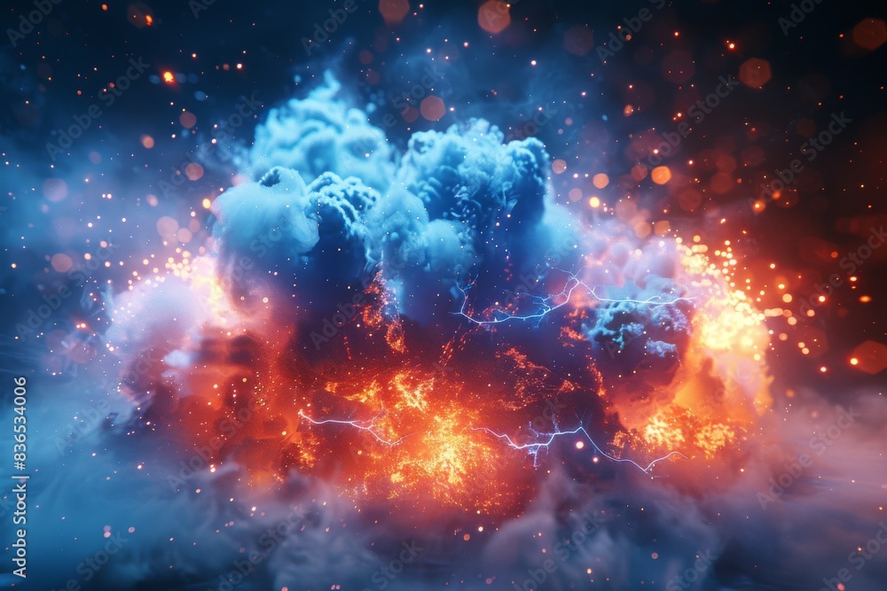 A dynamic scene depicts a magic explosion, resembling a bomb boom game ...