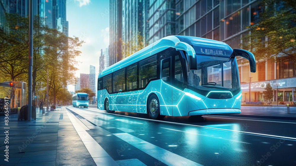 Futuristic Electric Buses Transforming Urban Public Transport Stock ...