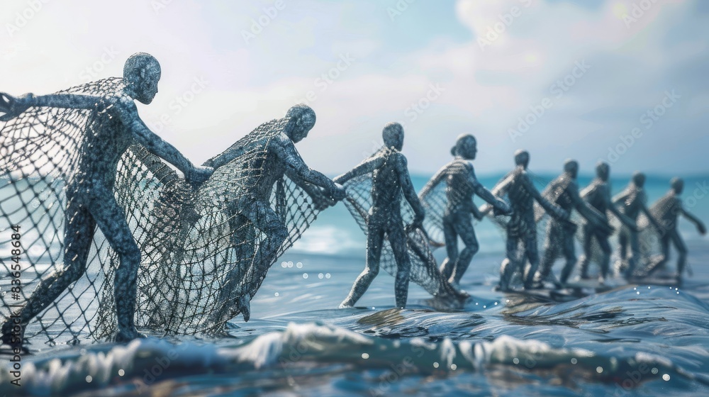 Human figures holding a net together, symbolizing teamwork and support ...