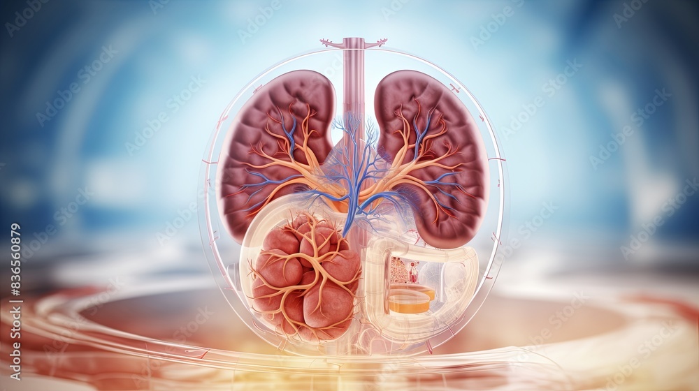 Inner Workings Revealed: Detailed 3D Illustration of Kidney Anatomy ...