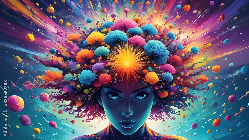 Generative AI illustration of annual collective mind concept art ...