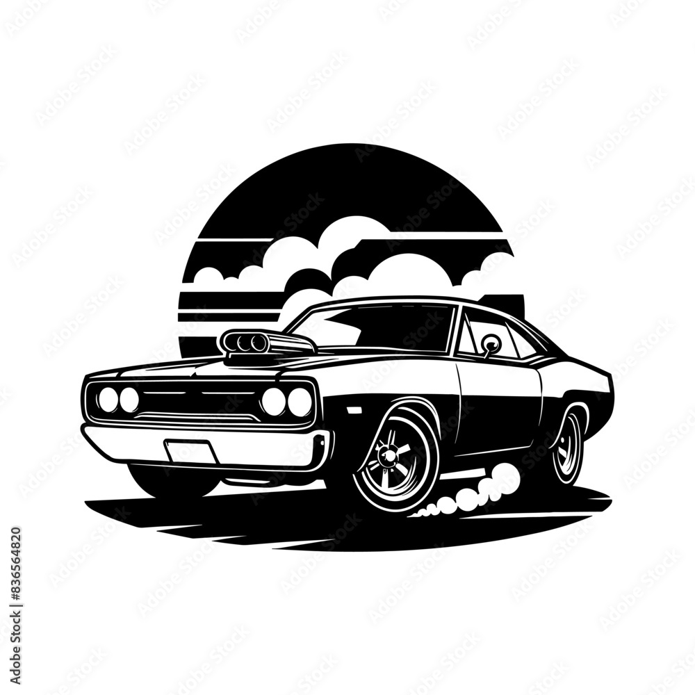vintage muscle car illustration! This beautifully crafted artwork ...