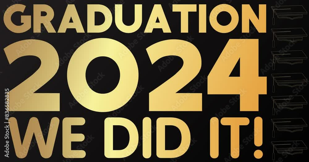 Black and gold 2024 Graduation animation. Vintage party invitation ...