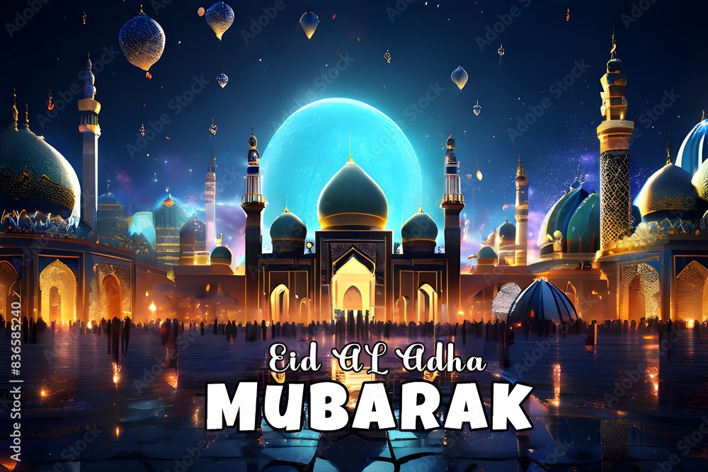 Eid al adha islamic background design, eid poster design Stock Photo ...