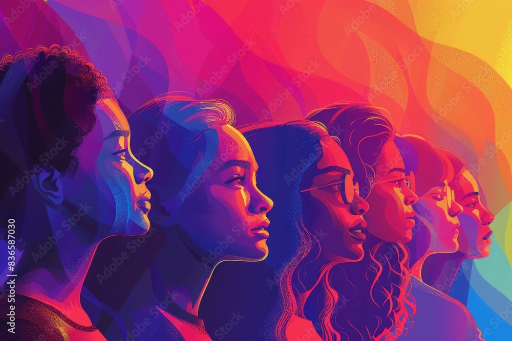 Vector illustration of LGBTQ+ youth at a Pride celebration, showcasing ...