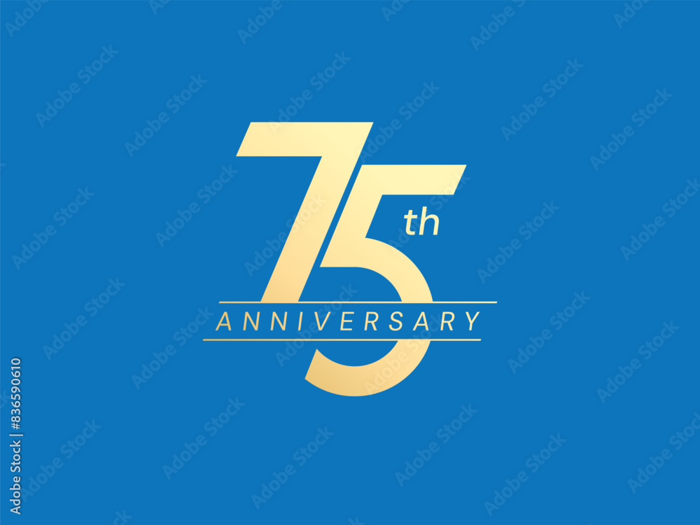 75th Anniversary luxury gold celebration with Italics number style logo ...