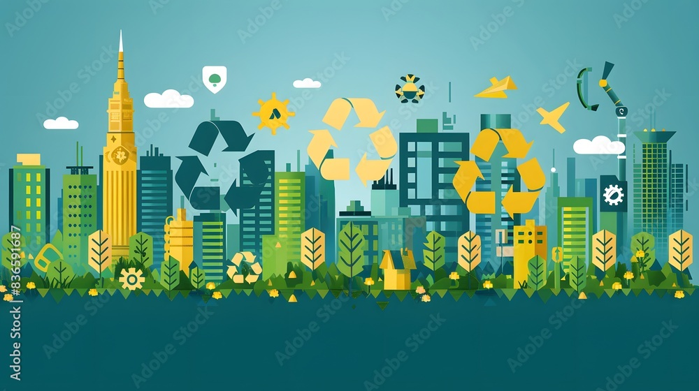 infographic recycle city background Stock Illustration | Adobe Stock